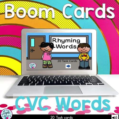 Boom Cards™ CVC Short Vowel Rhyming Words by Leigh's Library | TPT