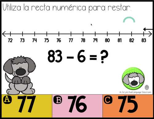 Restas con la recta numérica DIGITAL by Jorja's Dual Language Classroom