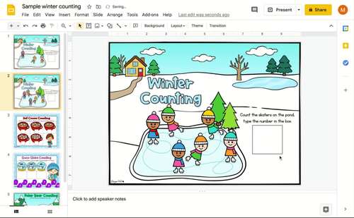 Winter Digital Counting for Google Slides Distance Learning by Megan Shea