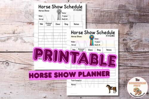Horse Show Schedule At-a-Glance Printable | Equestrian Planner | TPT