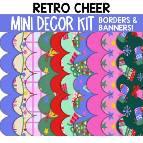 Bright Christmas Mini Decor Kit / Retro Christmas Bulletin Board Decor