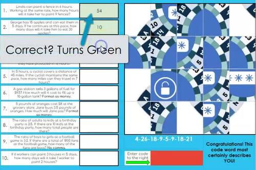Rate & Equivalent Ratios Word Problems | Digital Self-Checking Activity