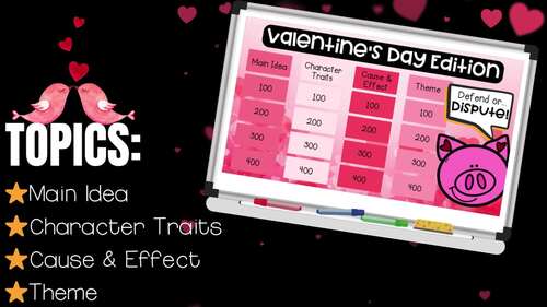 Digital Valentine's Day Game: Text Evidence (Main Idea, Theme & More)