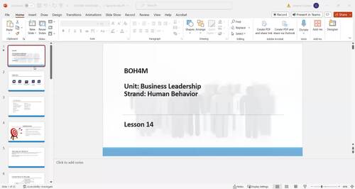 BOH4M UNIT 2-BUS. LEADERSHIP-LESSON 14 -understanding human behavior at ...