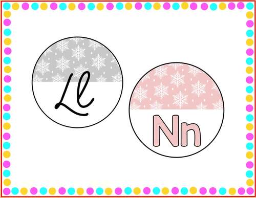 Printable Boho Winter Snowflakes Alphabet Flashcards, Alphabet Flashcards