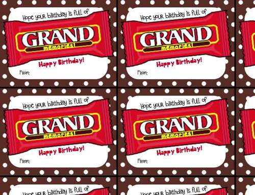 100 Grand Chocolate Birthday Gift Tag- Hope your birthday is full of ...
