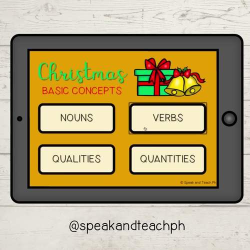 Christmas Basic Language Concepts No Prep Speech Therapy Boom Cards™