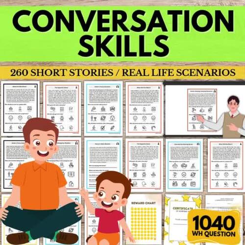 Conversation Skills Bundle: 260 Short Stories W/ Questions Worksheets ...