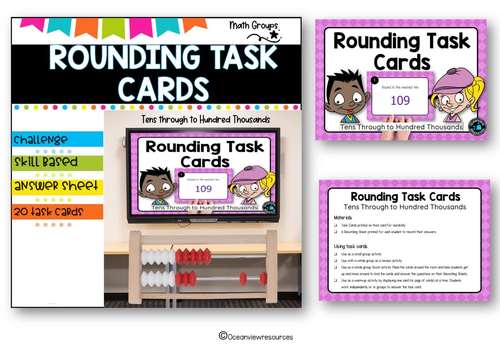 Rounding l tens through to hundred thousands l task cards l print and go