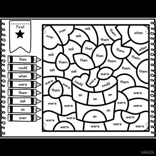 Color-by-Sight Words: 1st Grade Activity Worksheets (Spring Theme)