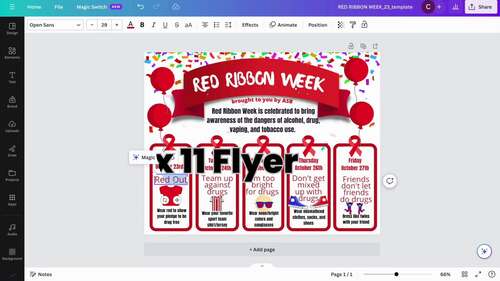 2024 Red Ribbon Week Flyer Template Bundle, Spirit Week Activity Calendar