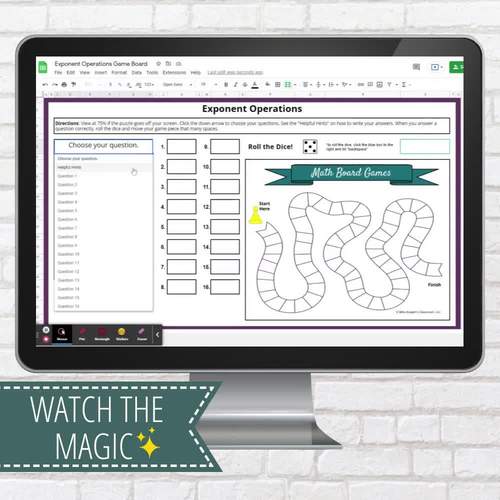 Exponent Rules in Algebra Game by Miss Kuiper's Classroom | TPT