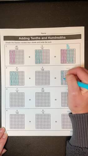 Adding Tenths and Hundredths in Decimal and Fraction Form with Visual ...