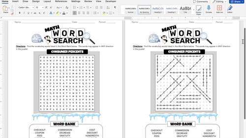 7th/8th Grade Math Christmas Fun Worksheet Activity: Consumer Vocab ...