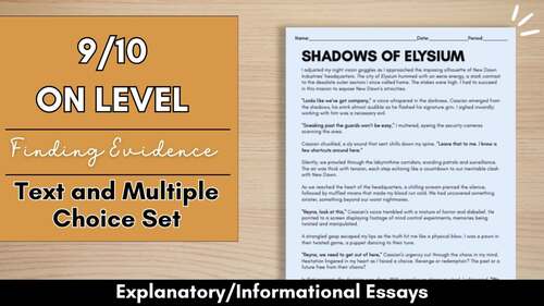 9th 10th Grade Reading Literature Question Set- Evidence Comprehension | OL