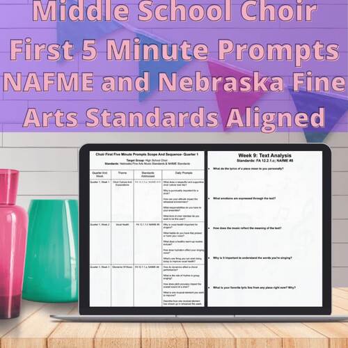 Middle School Choir First Five Minute Daily Prompts Semester 1 Bundle