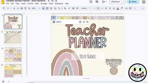 Digital Teacher Planner - EDITABLE - Boho Rainbow by Happy Educating