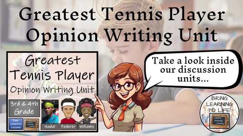 Greatest Tennis Player Opinion Writing Unit | 3rd–4th Grade | TPT