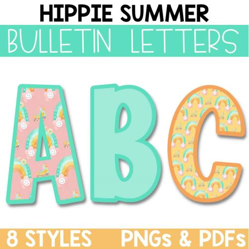 Hippie Summer Bulletin Board Letters / Clipart / Lettering Pack | TPT