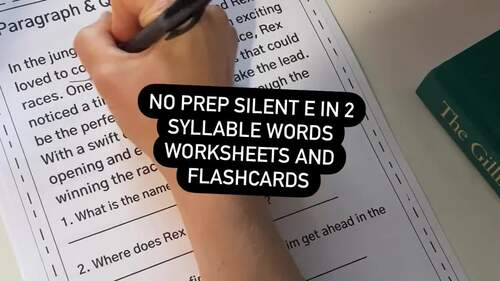 NO PREP Silent E in 2 Syllable Words : Phonics Worksheets & Decodable Text