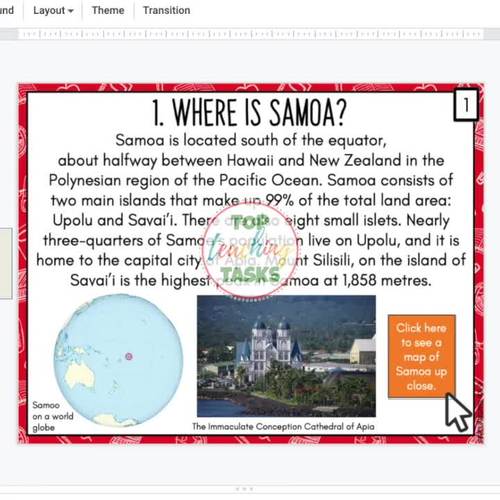 Samoa Digital Reading Comprehension Activities | Samoan Language Week
