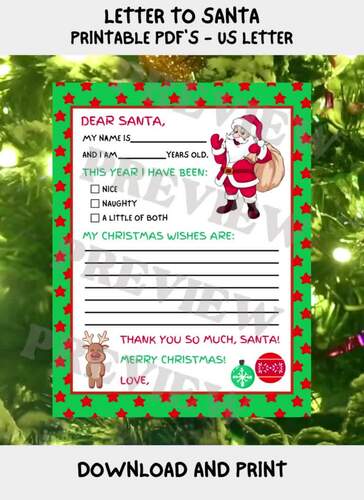 Letter To Santa | Christmas Wish List | and 4 Coloring Pages by Jill E ...