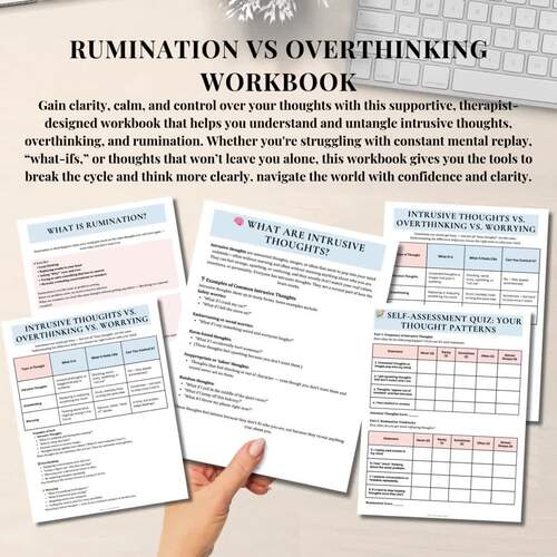 Intrusive Thoughts vs Rumination Overthinking Journal Therapy workbook ...
