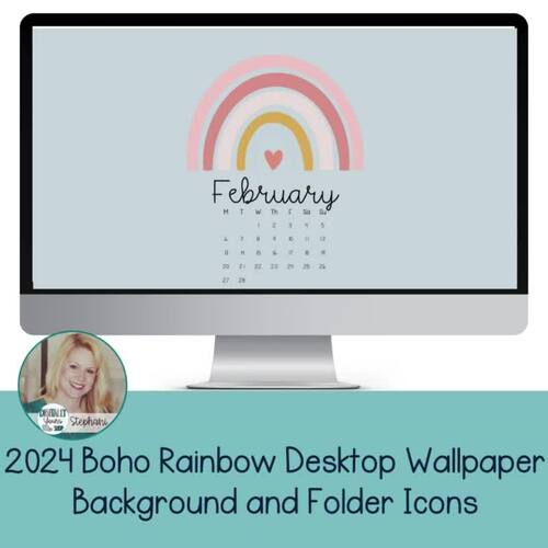 2024 Rainbow Desktop Organizer Wallpaper Monthly With Folder Icons