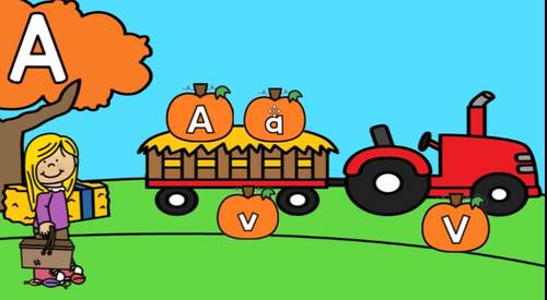 Alphabet Pumpkin Picking Fall Drag and Drop SMART Board Activity
