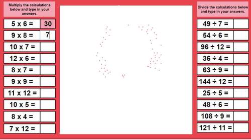 Unicorn and Baby Multiplication and Division to 12 Pixel Art Mystery Reveal