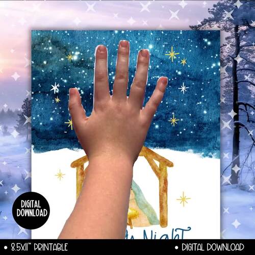 Christian Nativity Christmas Handprint Craft, Oh Holy Night Preschool ...
