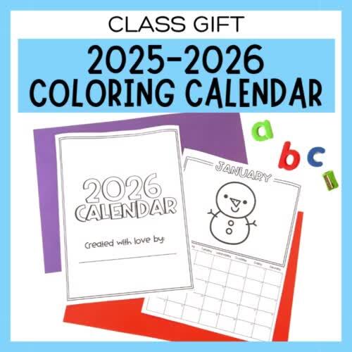 2025-2026 Printable Coloring Calendar for Kids | End-of-Year Student Gift