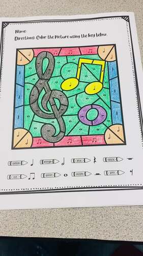Music Color By Code Worksheets | Rhythm by Music With Mrs Babic | TPT