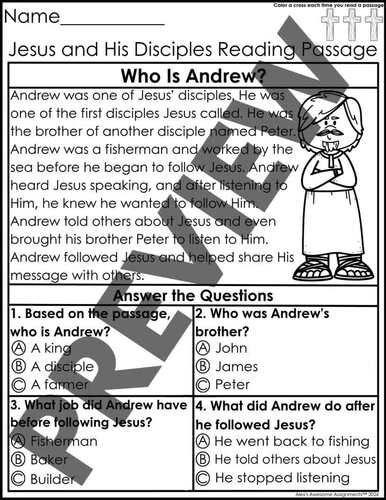 Jesus and His Disciples: 13 Reading Comprehension Passages | 1st Grade ...