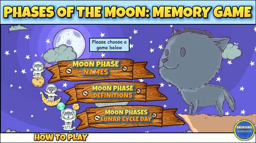 Phases Of The Moon: Interactive Powerpoint Memory Match Card Game