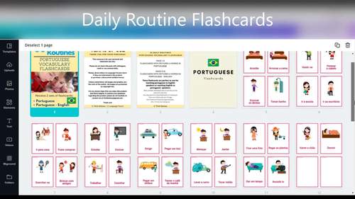 PORTUGUESE daily activity FLASH CARDS | daily routines portuguese ...