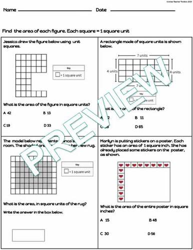 Area and Perimeter Worksheets Print and Go-Word Problems-3rd-4th Grade