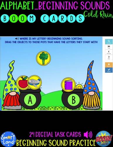 Alphabet Beginning Sound practice_St.Patrick's_Boom Cards™ | TPT