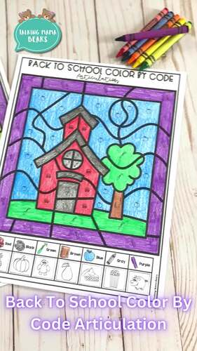 Back To School Color By Code Articulation Activity by Talking Mama Bears