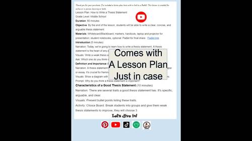 How to Write a Theis Statement by Ms Koven with Class | TPT