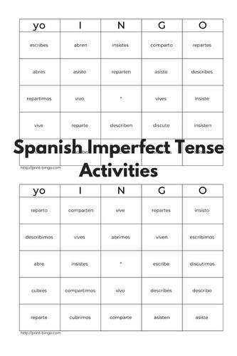 Spanish Imperfect Tense Activity: Bingo by Real Life Language | TPT