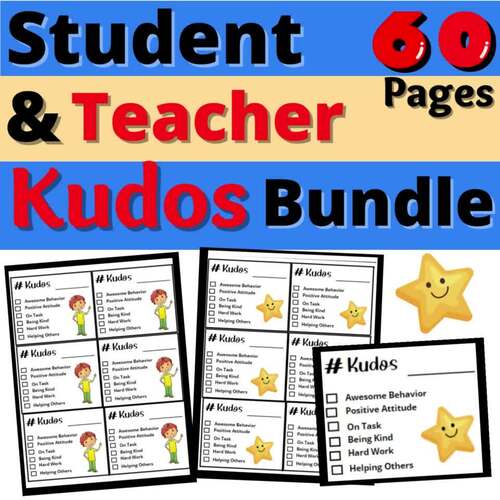 Kudos Award Cards SEL Resource Positive Awards Note Bundle PBIS Activity
