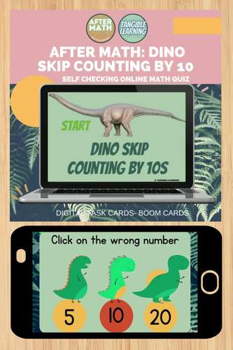 Dino Skip Counting by 10s Digital Boom Card Deck by Tangible Learning