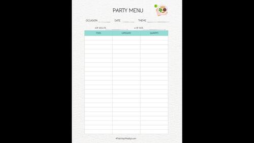 Printable Party Planner, FACS, Life Skills by Nicole Prom - School ...
