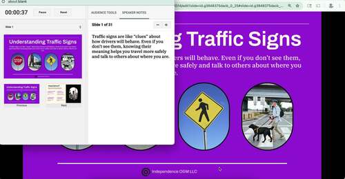 O&M Lesson plan: Understanding Traffic Signs by Independence O&M