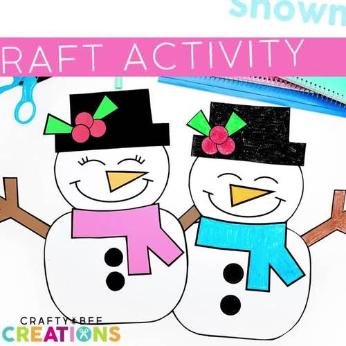Snowman Craft Template Build a Snowmen at Night December Kindergarten ...