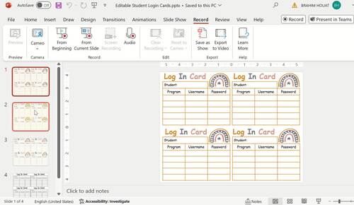 Editable Student Login Cards - Rainbow Themed Password Cards | TPT