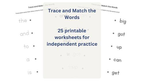 High-Frequency Word Matching Worksheets | Early Years Trace and Match