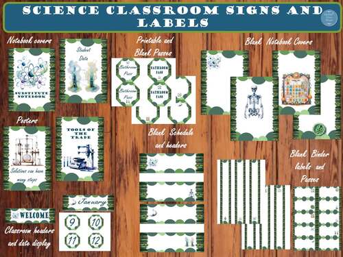 Science Themed Signs and Labels for Middle or High School Classroom