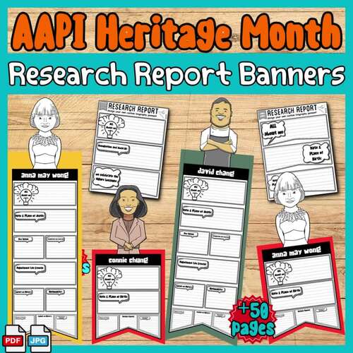 AAPI Heritage Month Writing Activities icons Biography Research Report ...